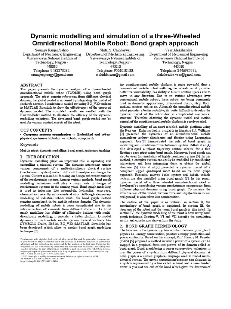 Dynamic Modelling and Simulation of A Three-Wheeled Omnidirectional ...