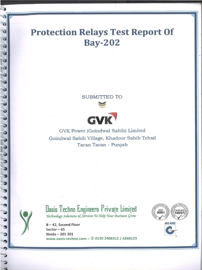 BAY 202 Relay Test Report | PDF