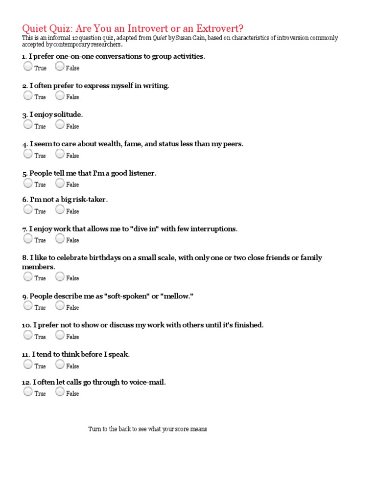 You An Introvert or An Extrovert (Questions) PDF | PDF | Extraversion And Introversion ...