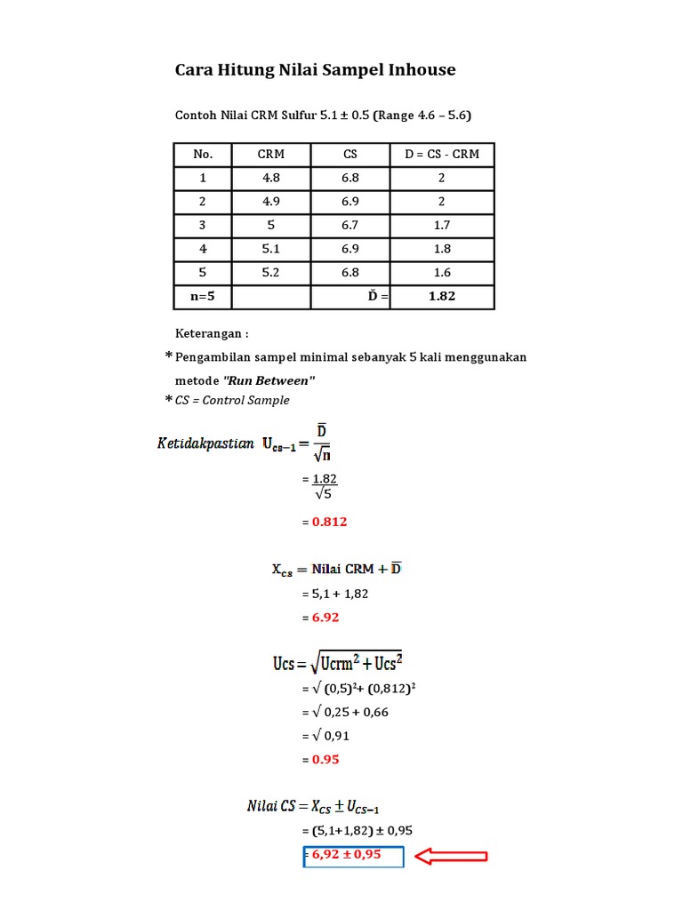 Cara Hitung Nilai Sampel Inhouse: CS Control Sample | PDF