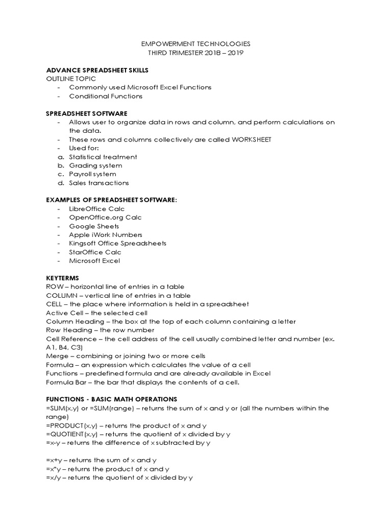 Advance Spreadsheet Skills | PDF | Spreadsheet | Hyperlink