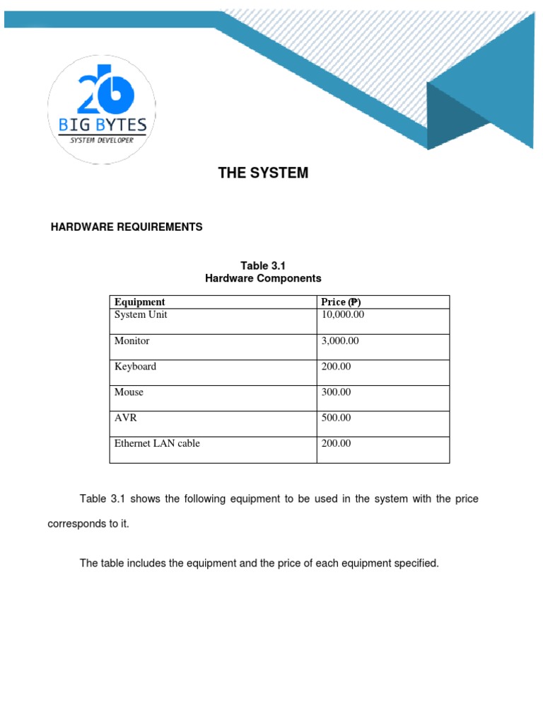 The System: Hardware Requirements | PDF | Application Software ...