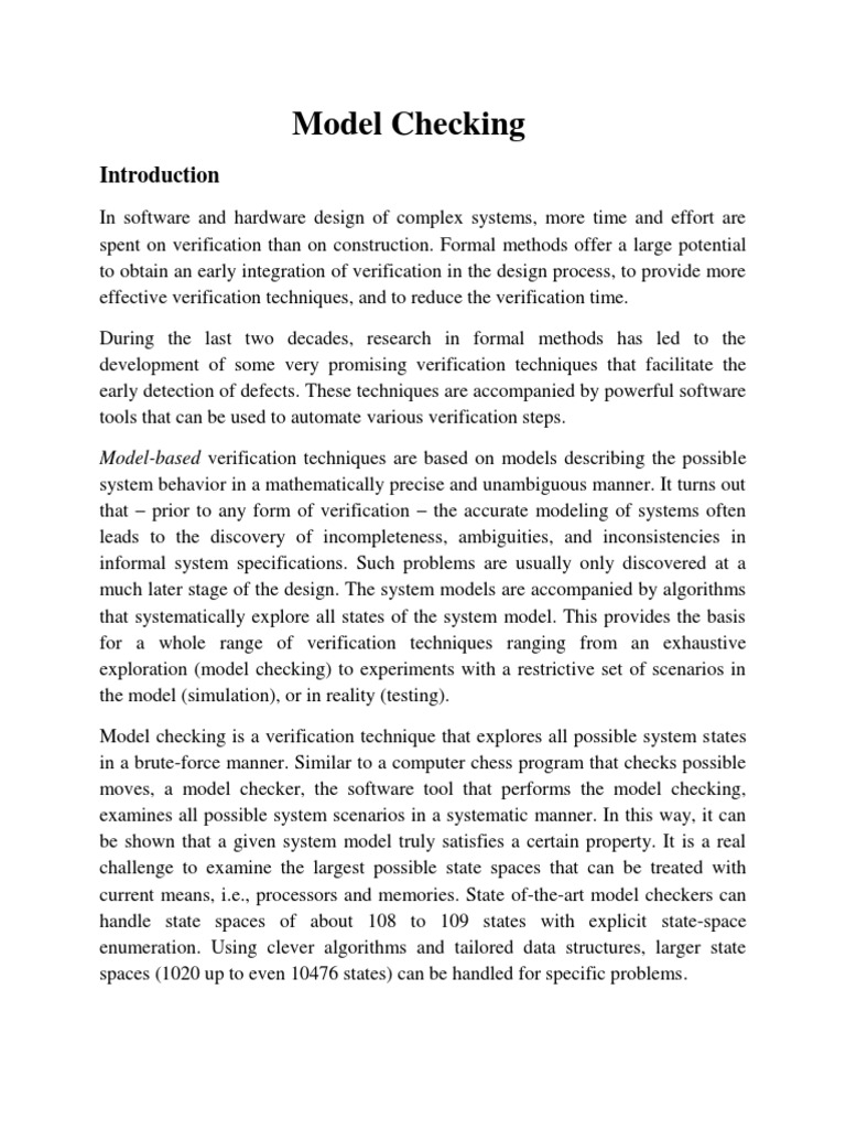 Model Checking: Model-Based Verification Techniques Are Based On Models ...