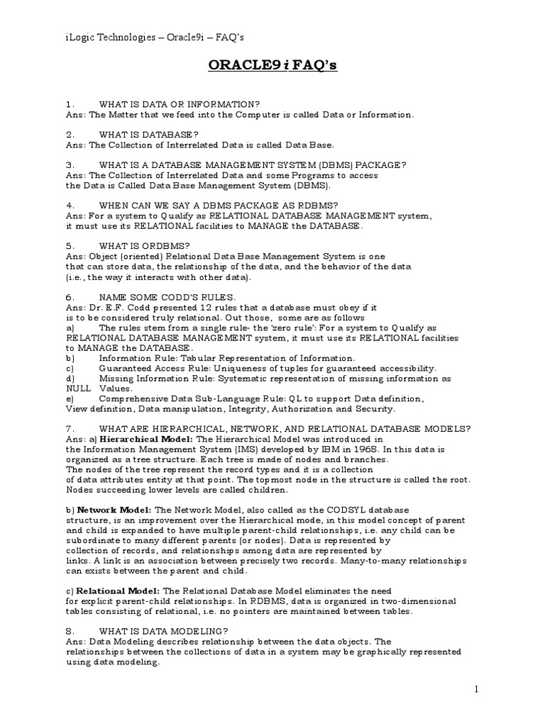 Oracle FAQs | PDF | Pl/Sql | Oracle Database