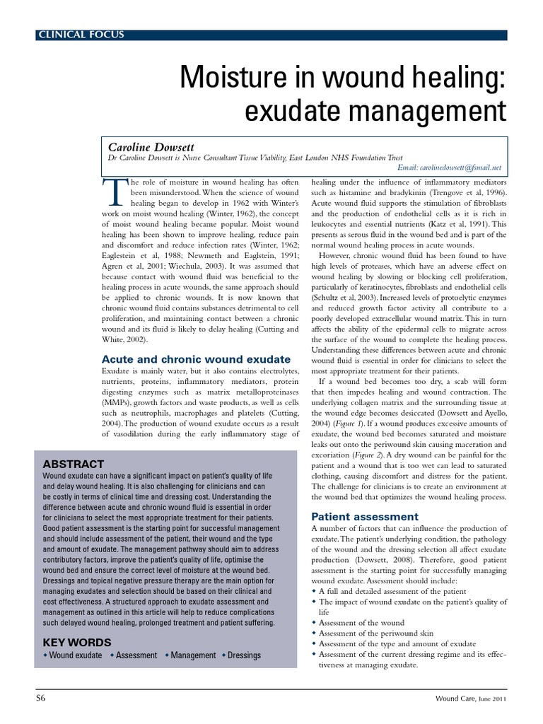 Moisture in Wound Healing: Exudate Management: Caroline Dowsett | PDF ...