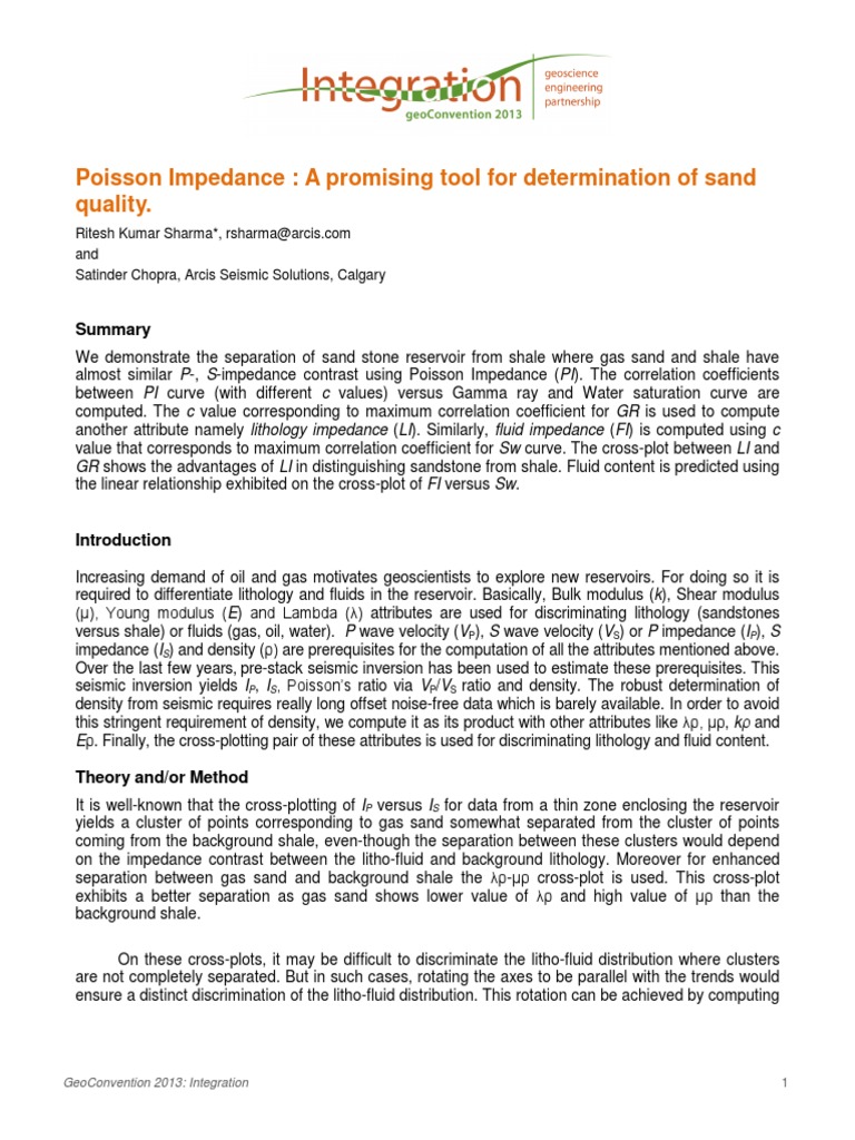 261 Gc2013 Poisson Impedance | PDF | Correlation And Dependence ...
