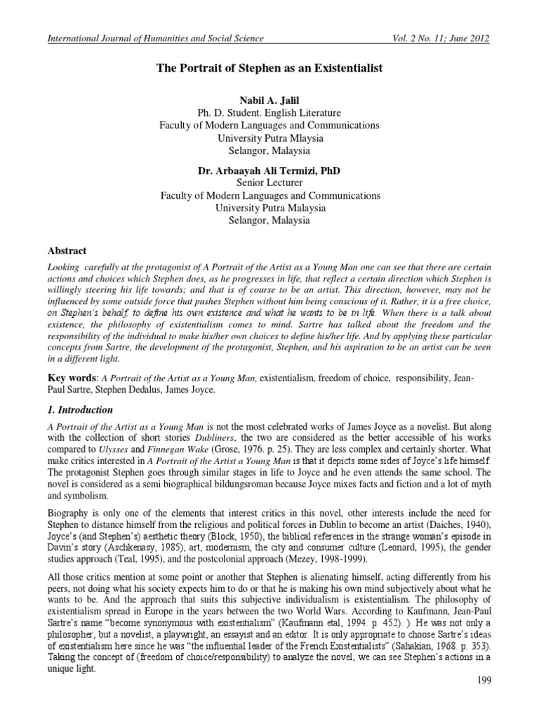 The Portrait of Stephen As An Existentialist: Nabil A. Jalil | PDF | A ...