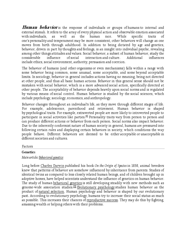 Factors Influencing Human Behavior | PDF | Human Behavior | Adult Education