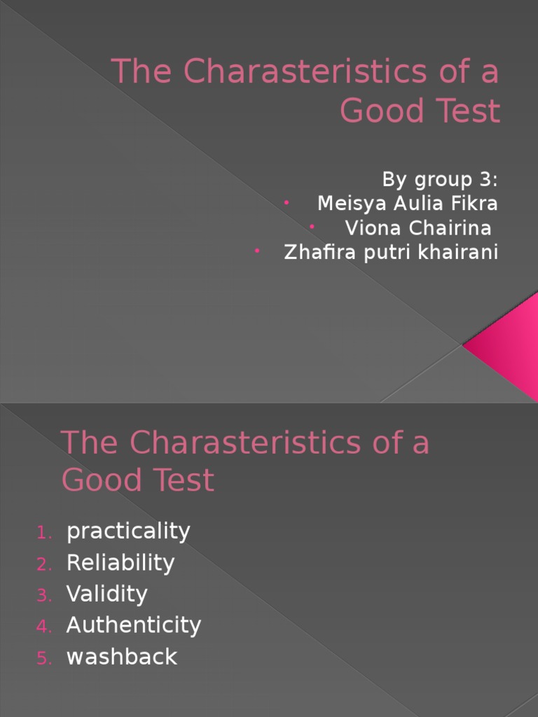 Characteristics of Good Assessment | PDF | Validity (Statistics ...