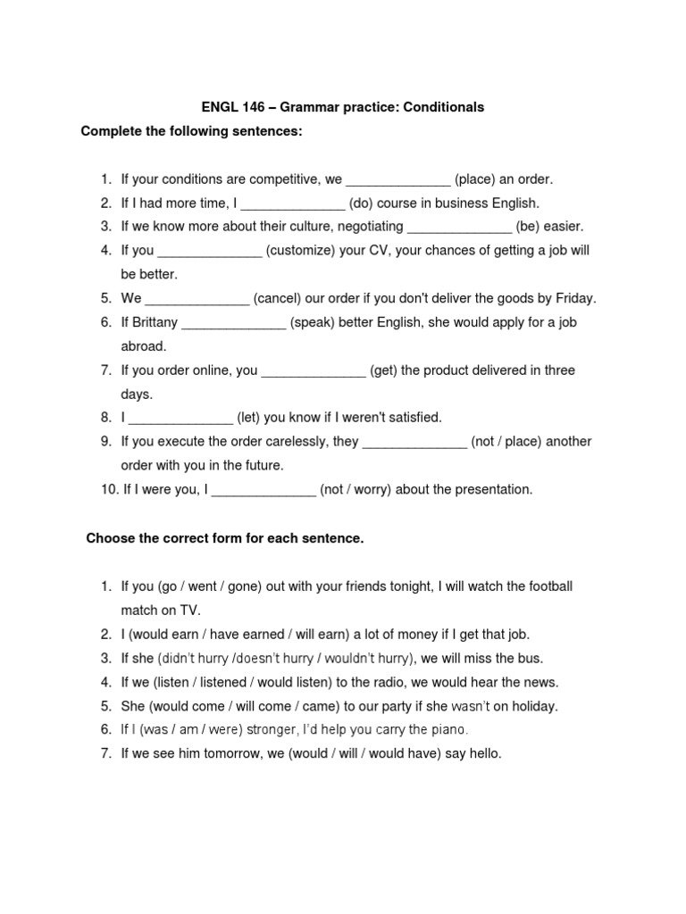 Conditionals Practice | PDF | Language Arts & Discipline