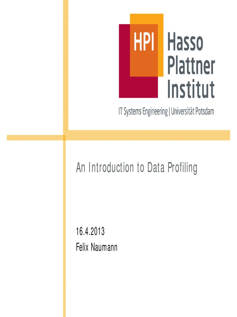 Naumann2013 Presentation - An Introduction To Data Profiling PDF | PDF ...
