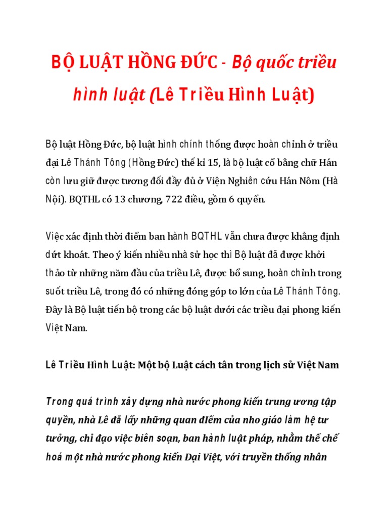 Bo Luat Hong Duc | PDF