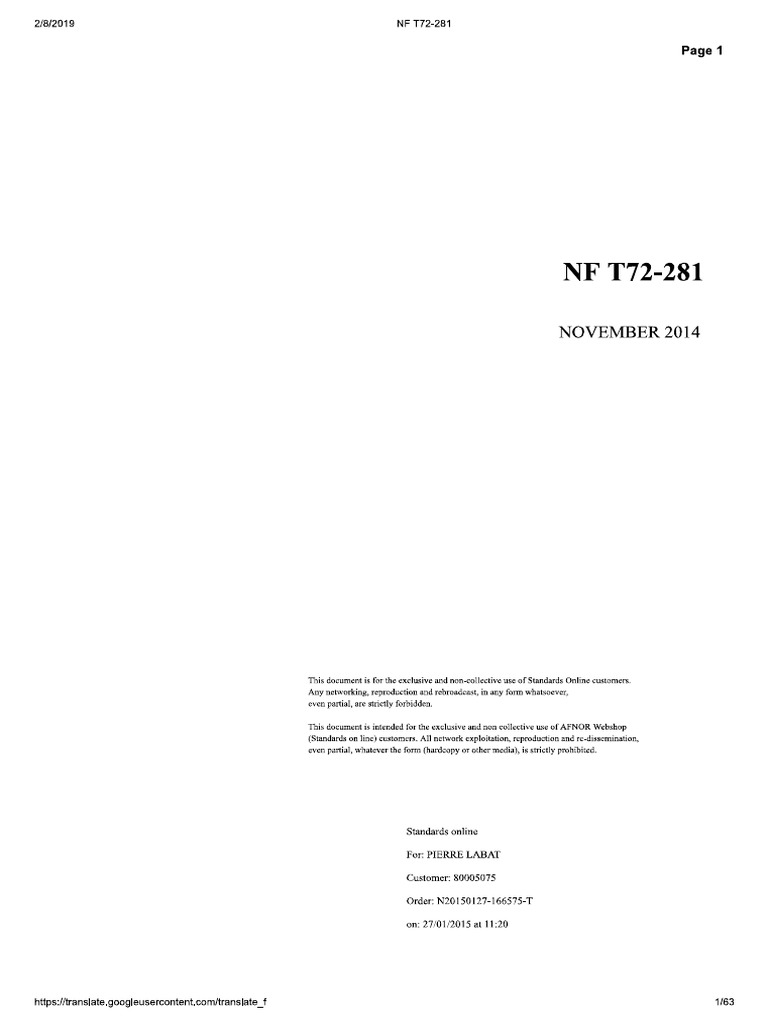 Afnor NF T72 281 - 2014 | PDF