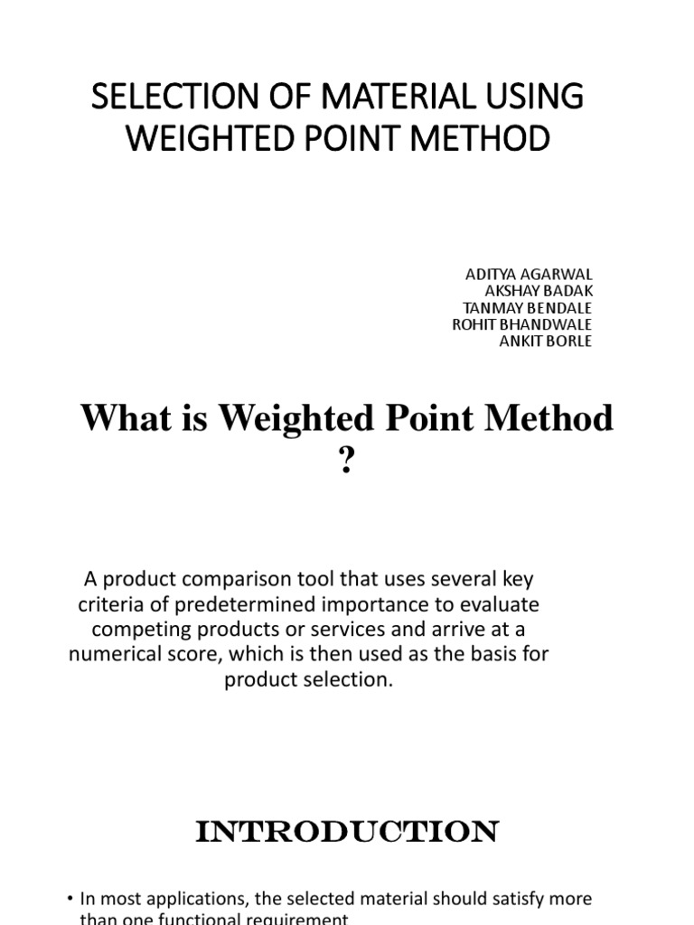 Selection of materials using weighted point method | PDF | Weight ...