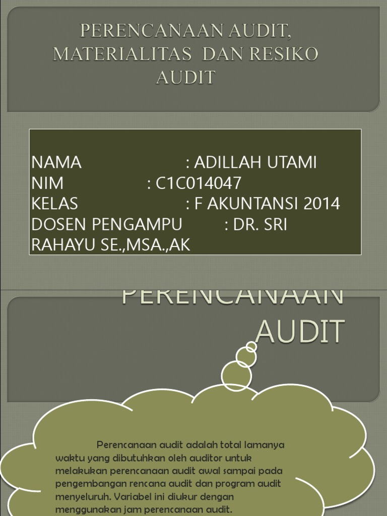 Perencanaan Audit, Materialitas, Risiko Audit | PDF