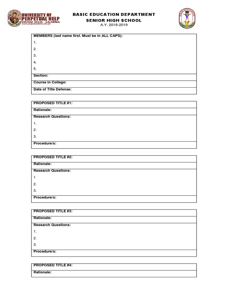 Senior High School Title Defense Template | PDF