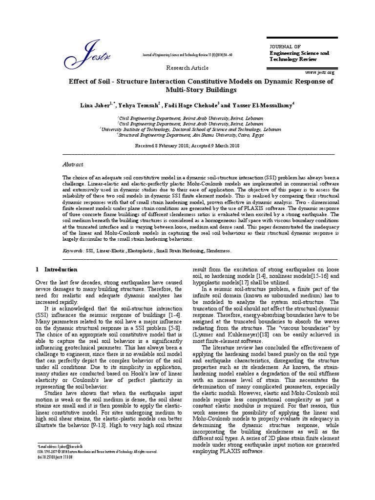 Effect of Soil - Structure Interaction Constitutive Models On Dynamic ...