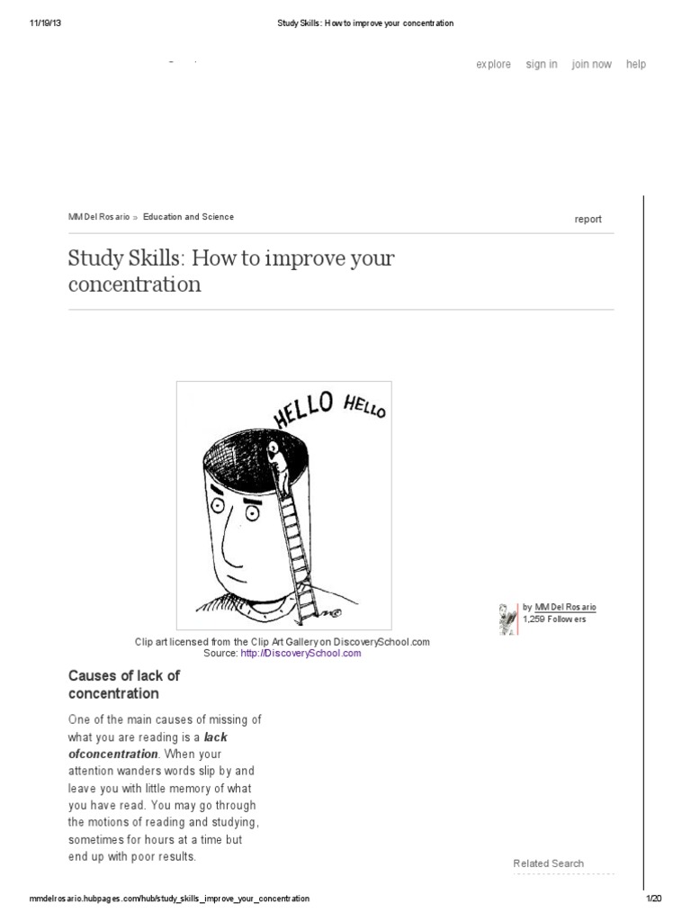 Study Skills - How To Improve Your Concentration | PDF | Study Skills ...