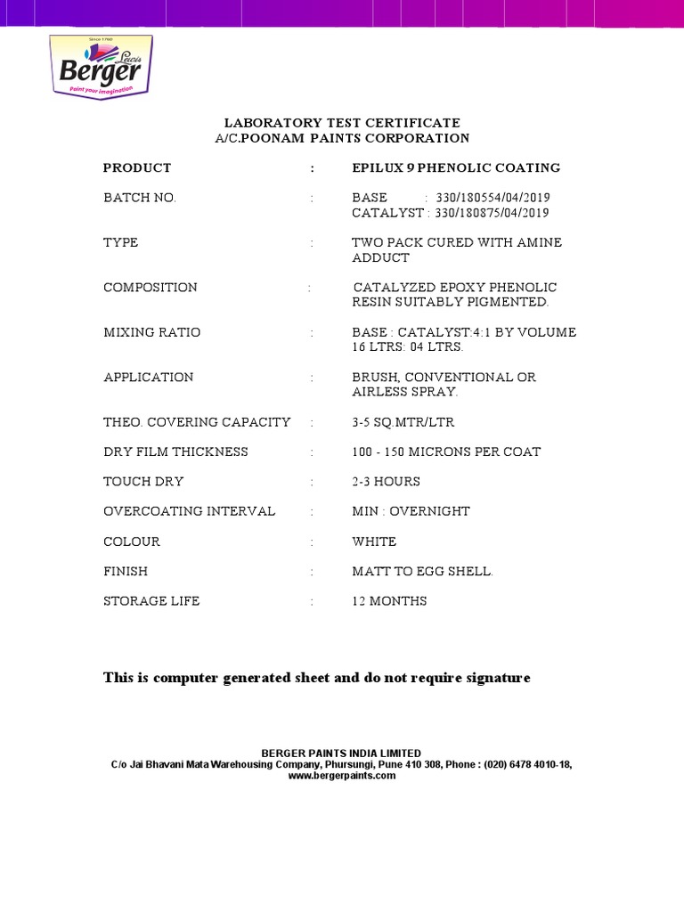 Epilux 9 Phenolic White | PDF