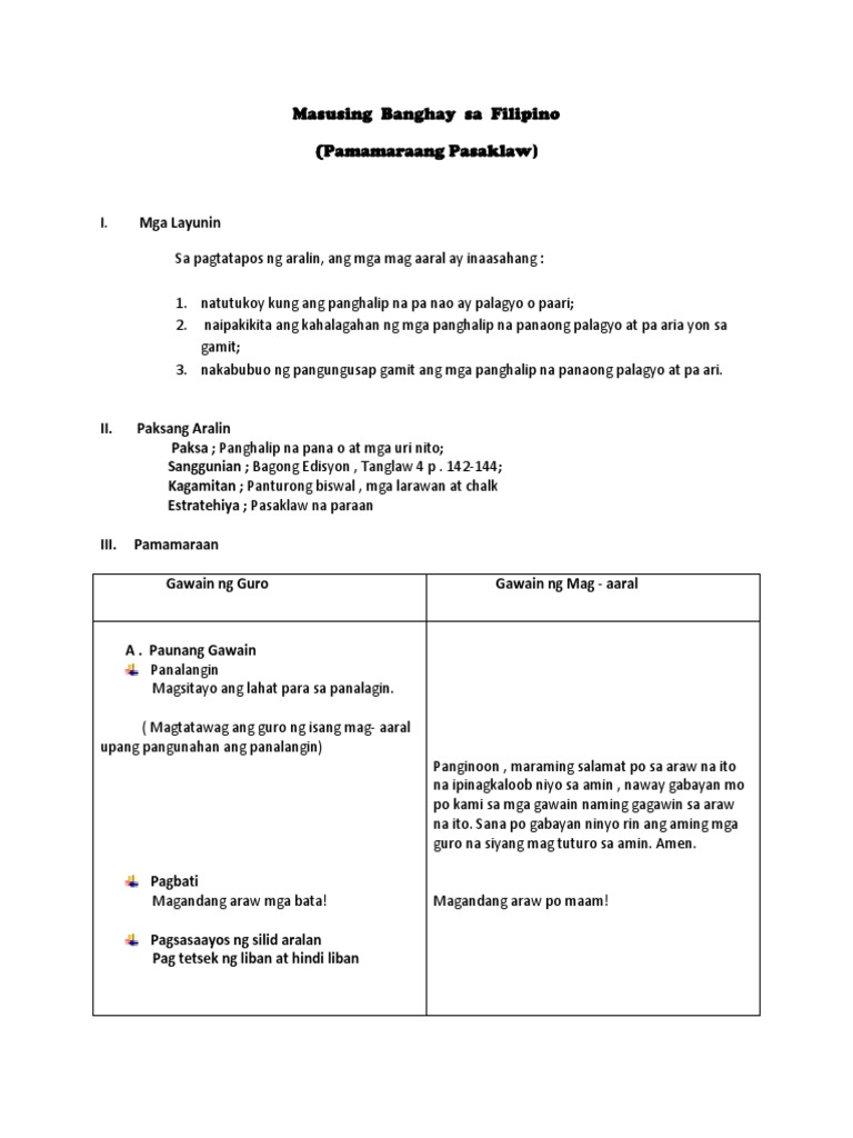 Fil Lesson Plan | PDF