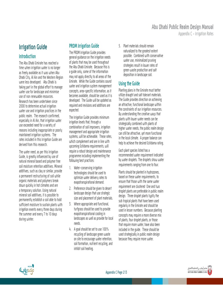 Estidama - Irrigation Guide | PDF | Soil | Irrigation