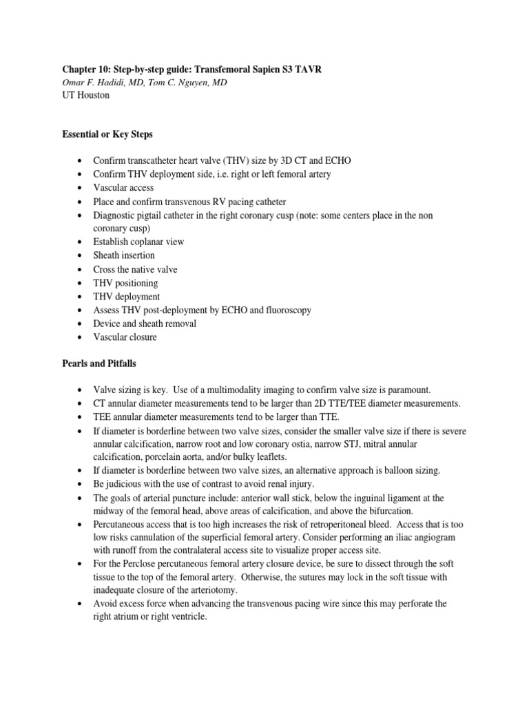 Omar F. Hadidi, MD, Tom C. Nguyen, MD: Chapter 10: Step-By-Step Guide ...