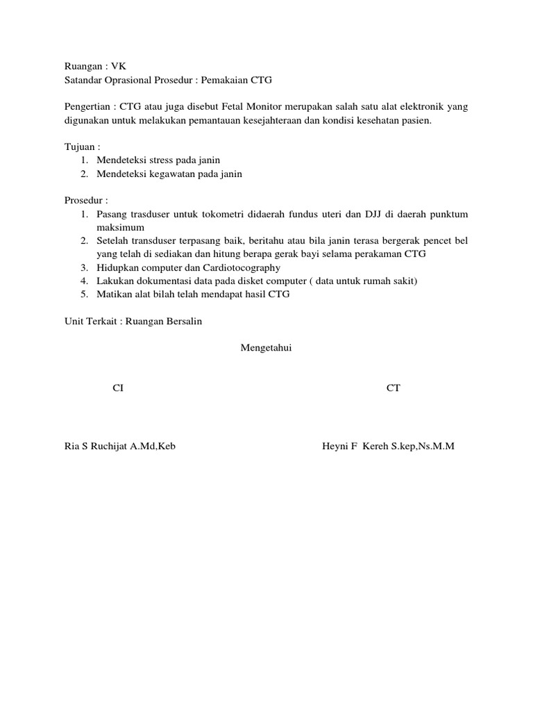 Prosedur Pemakaian CTG | PDF | Pengembangan Diri