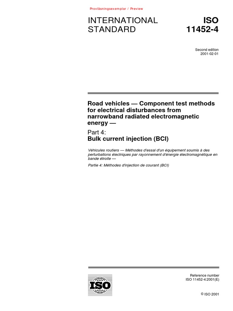 ISO 11452 4 2001 BCI Sample | PDF | International Organization For ...