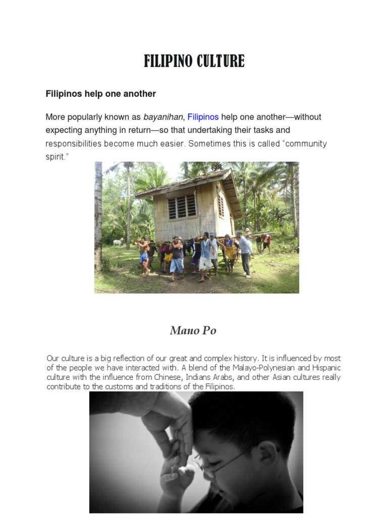 Filipino Culture: Filipinos Help One Another | PDF