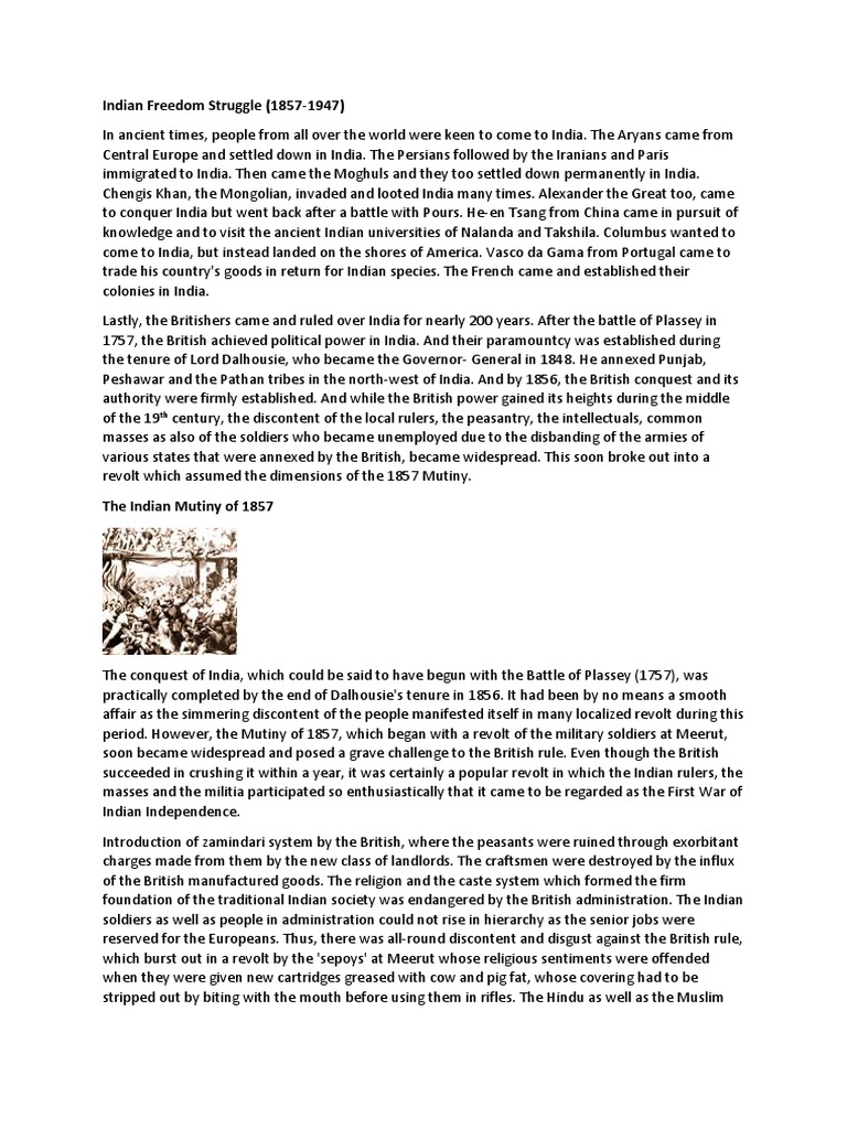 Indian Freedom Struggle 1857-1947 | PDF | British Raj | Indian ...