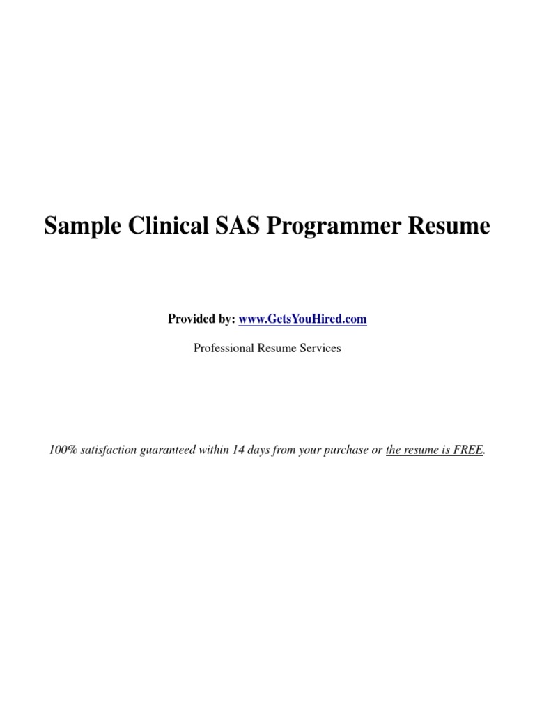 Sample Clinical SAS Programmer Resume: Provided by | PDF | Sas ...