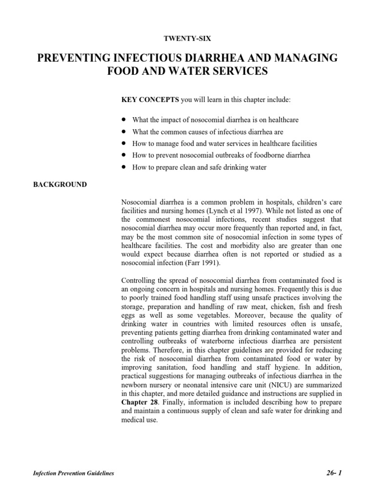 Preventing Infectious Diarrhea and Managing Food and Water Services ...