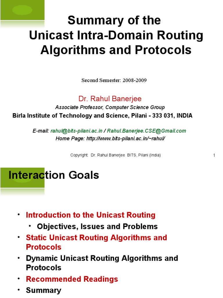 Ip Unicast Routing Algorithms And Protocols Routing Internet Protocols