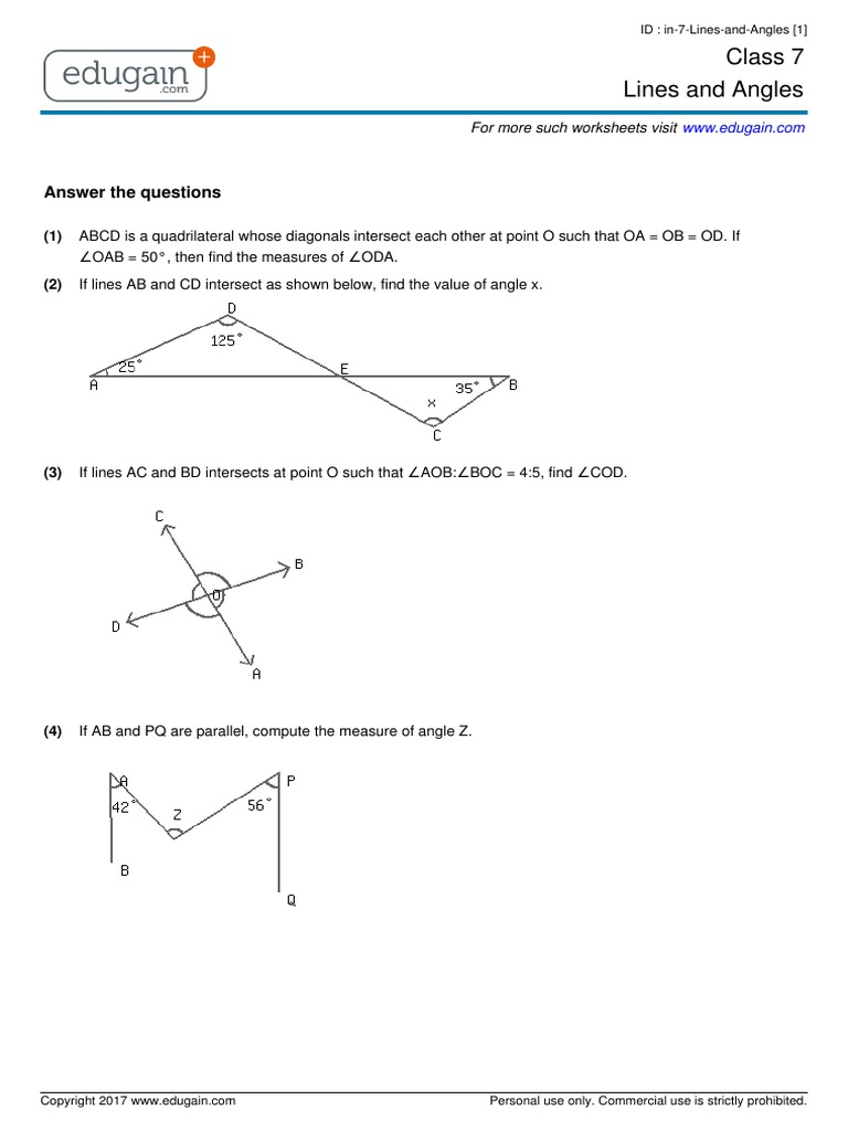 Grade 7 Lines and Angles in | PDF | Triangle | Euclidean Geometry