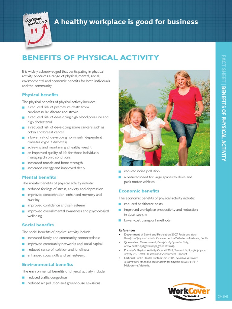 Benefits of Physical Activity Fact Sheet PDF | PDF | Air Pollution ...