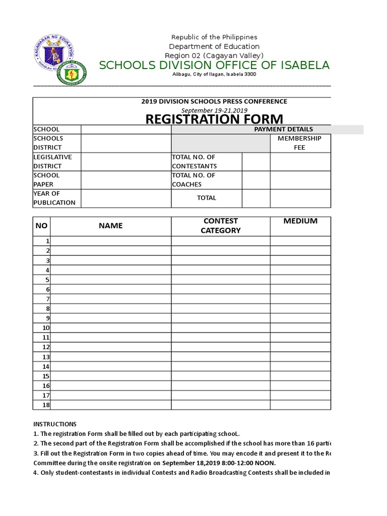 Registration Form Template | PDF