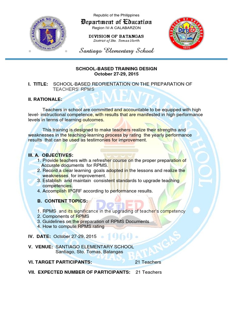Training Matrix RPMS Teachers | PDF | Evaluation | Epistemology