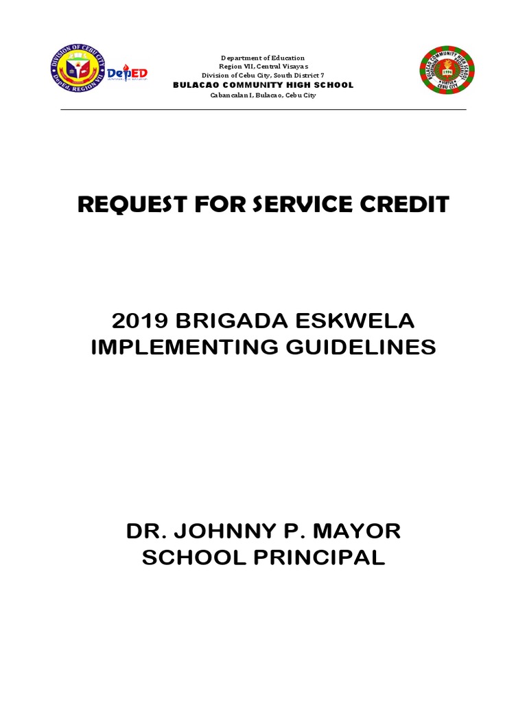 Request Service Credit Template | PDF