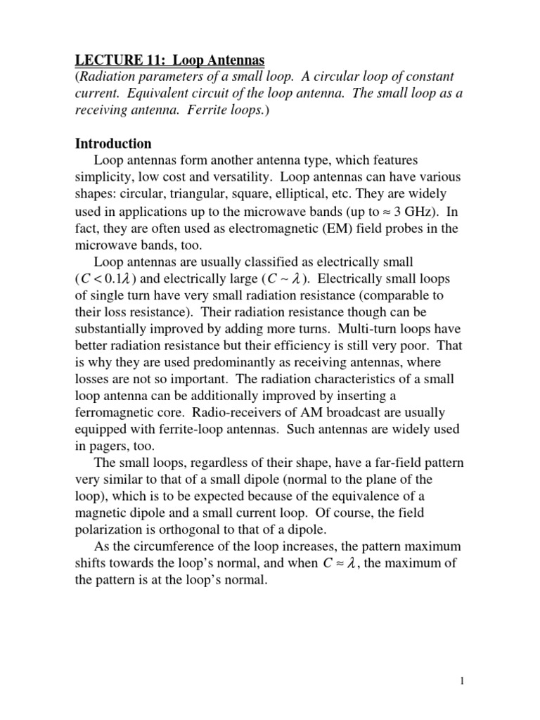Current. Equivalent Circuit of The Loop Antenna. The Small Loop As A ...