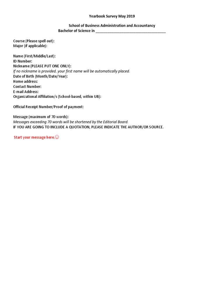 Yearbook Survey Orig Format May 2019 | PDF | Business | Finance & Money ...