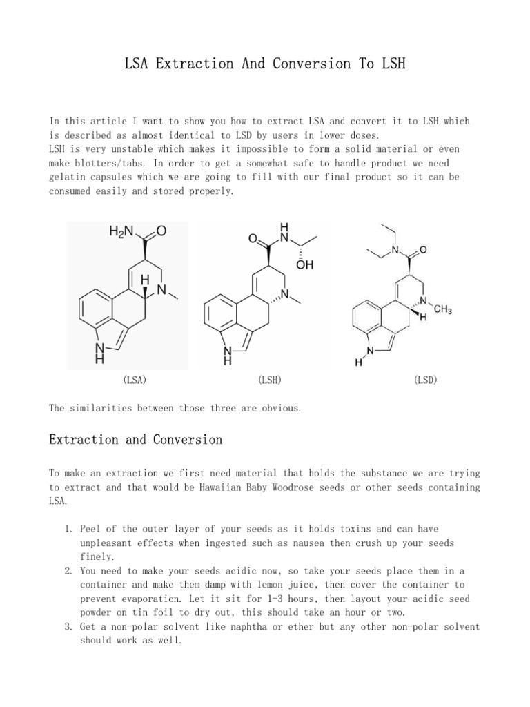 Lsa Extraction and Conversion To LSH | PDF | Solvent | Seed