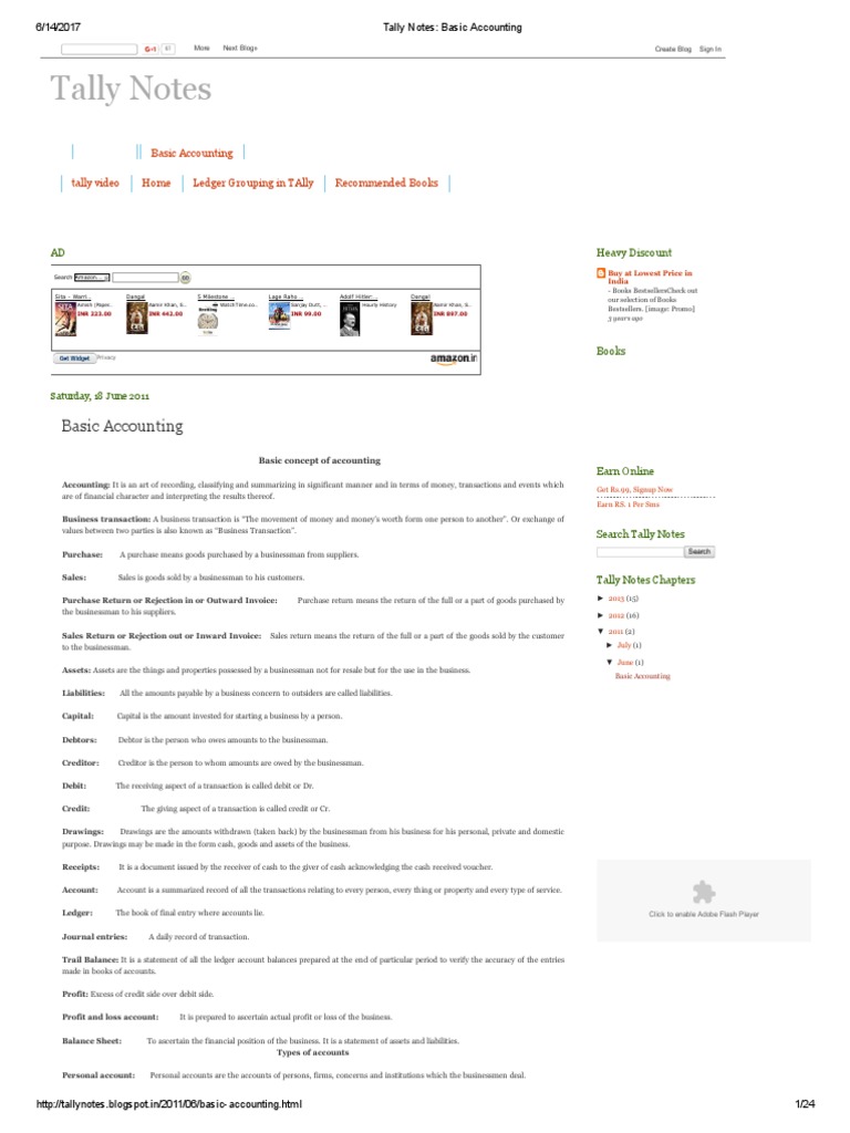 Tally Notes - Basic Accounting | PDF | Debits And Credits | Expense
