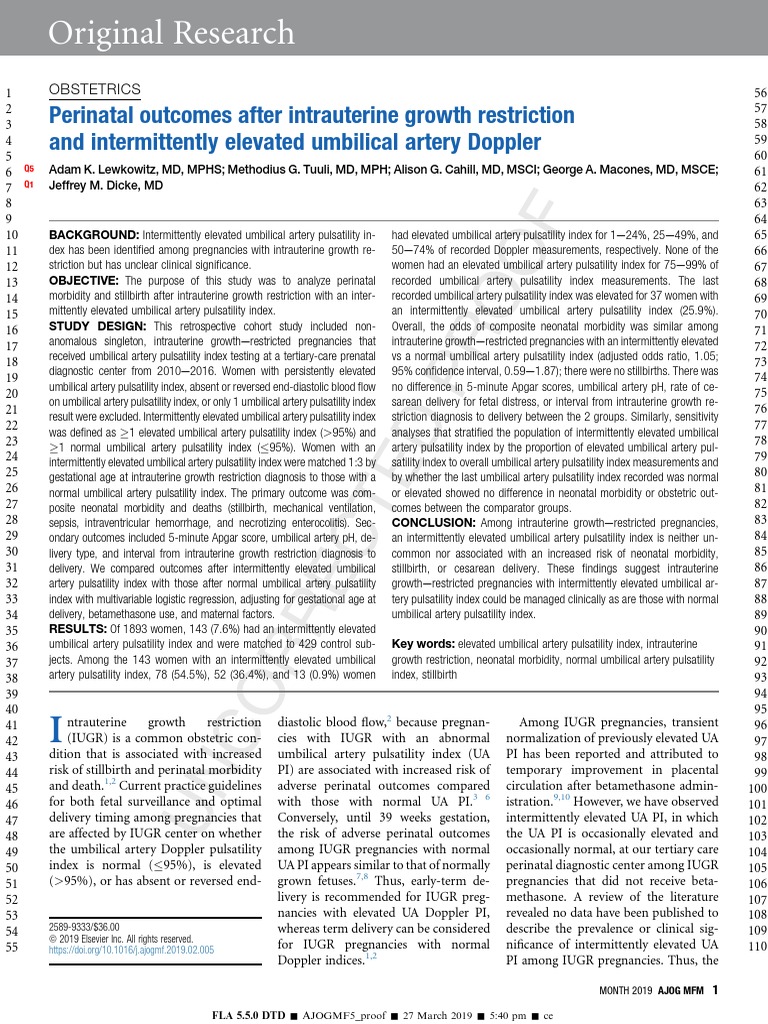 Raised PI Article AJOG | PDF | Childbirth | Pregnancy