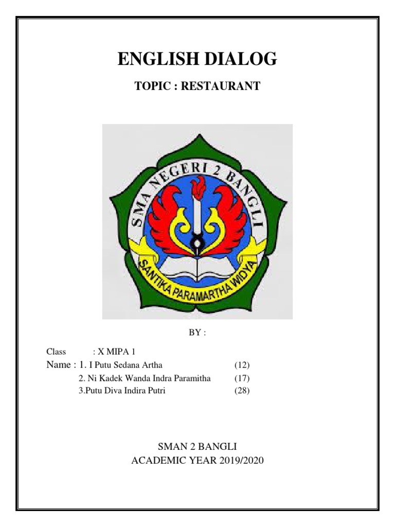 English Dialog: Topic: Restaurant | PDF | Foods