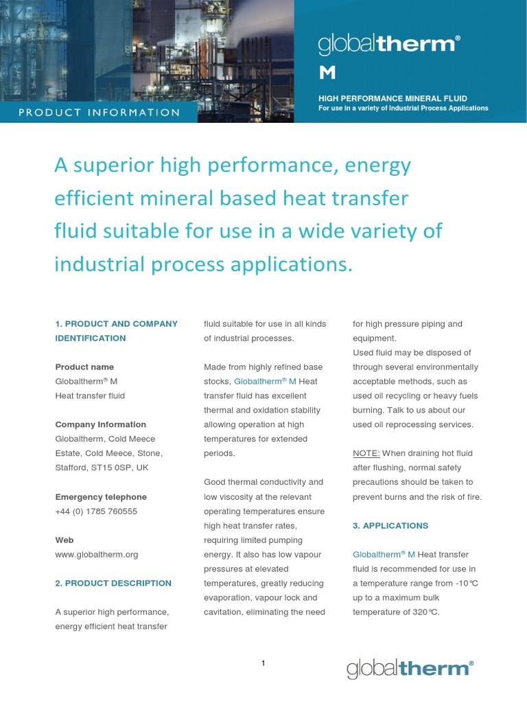 Globaltherm M Product Information Sheet | PDF | Heat Transfer | Coolant