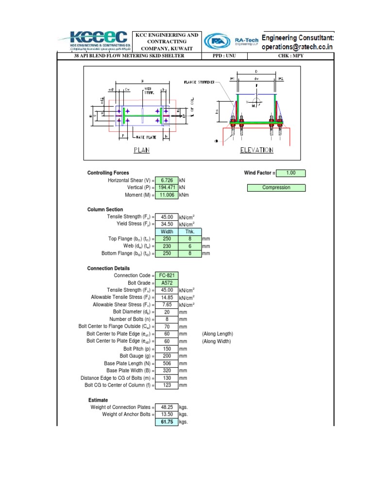 D 250 Fixed Base Plate | PDF | Stress (Mechanics) | Solid Mechanics