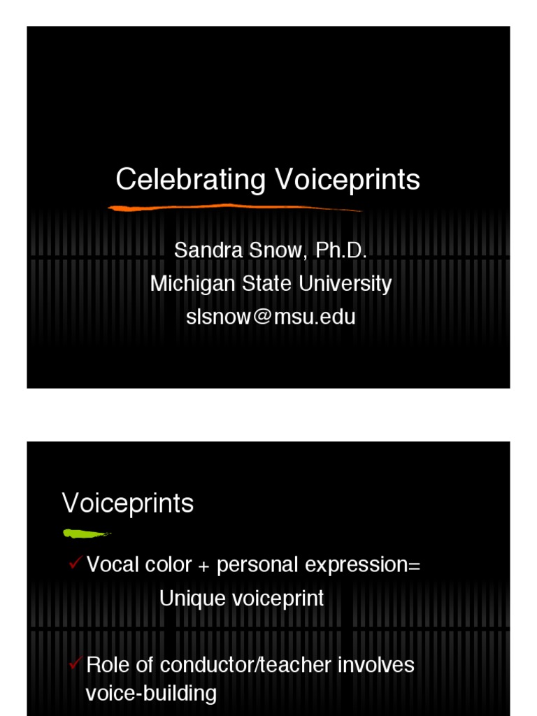 Celebrating Voiceprints | PDF | Singing | Sound