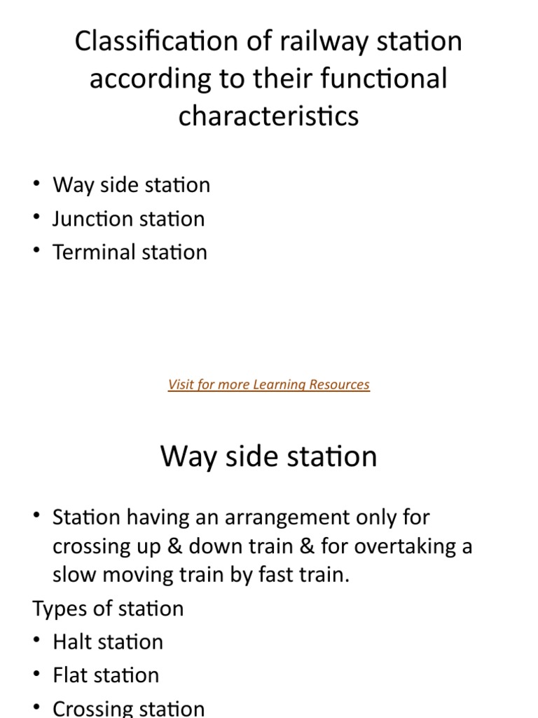 Classification and Functions of Railway Stations and Yards | PDF ...