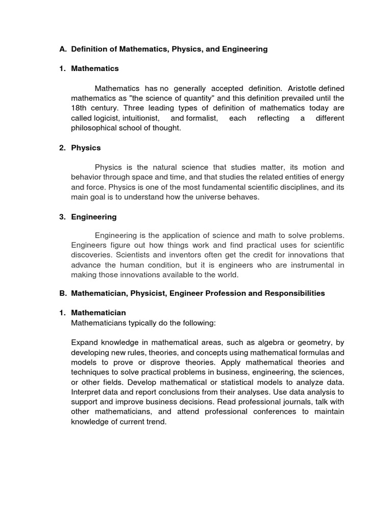 Overview of Physics and Engineering Fields | PDF | Physics | Teaching ...