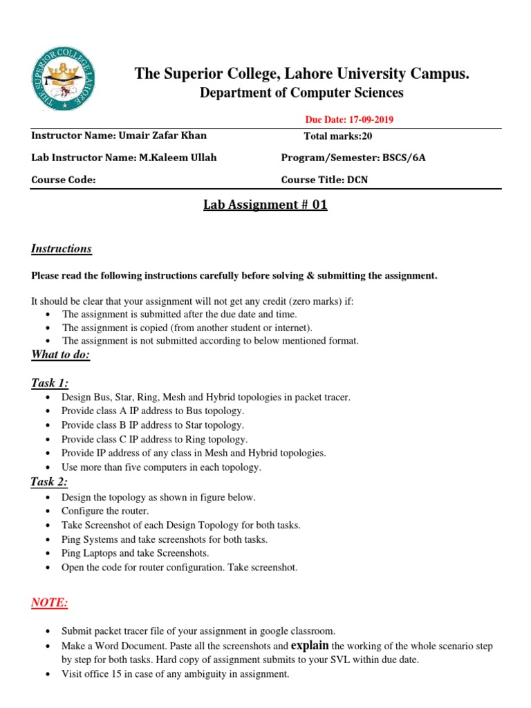 The Superior College, Lahore University Campus.: Department of Computer ...